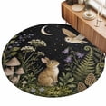 Cute Rabbit Round Living Room Rugs 6 ft, Midnight Moon Forest Flying ...