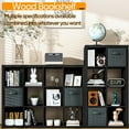 Bookshelf with Storage Bin, 4-Cube Storage Organizer, Modern Wood Open ...