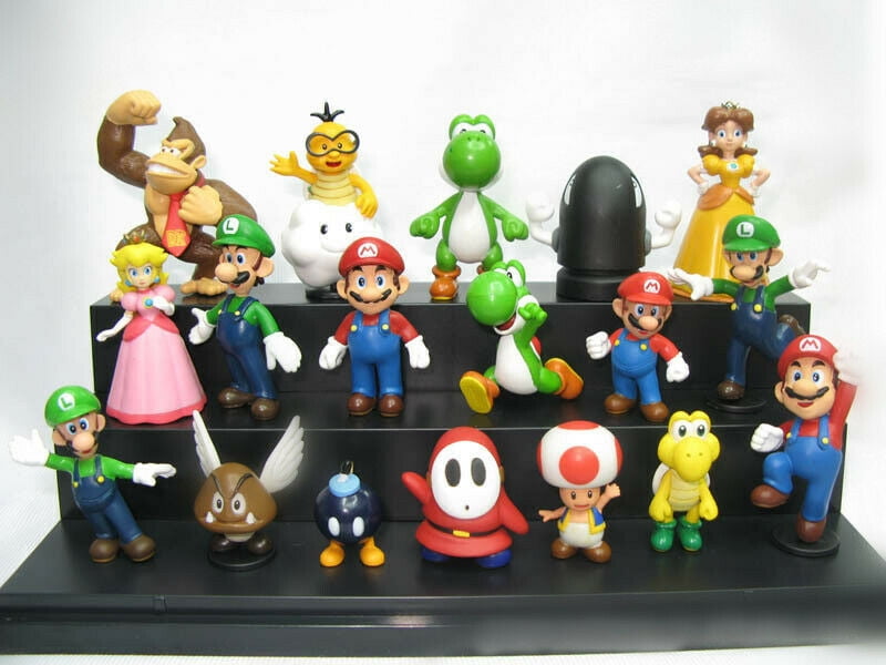18 pcs Super Mario Bros Toy Figures Set Luigi Toad Yoshi Cake Toppers ...