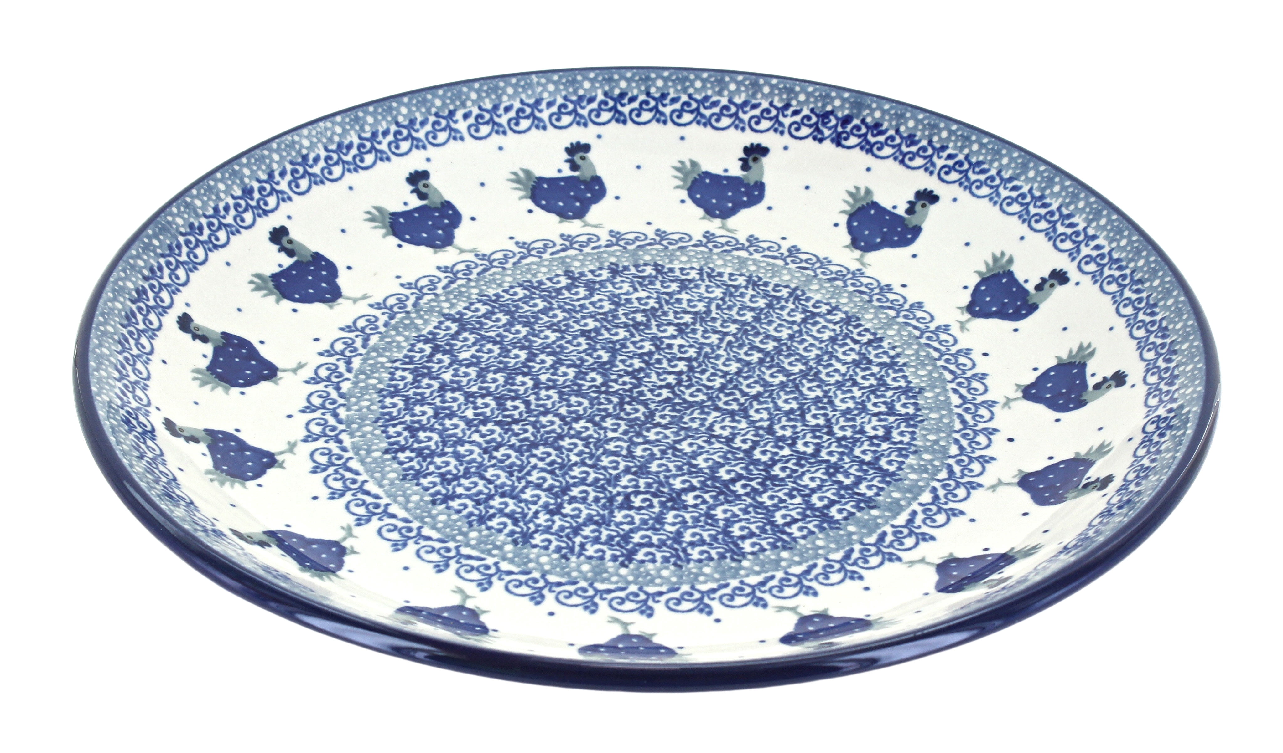 Blue Rose Polish Pottery Barnyard Rooster Dinner Plate - Walmart.com