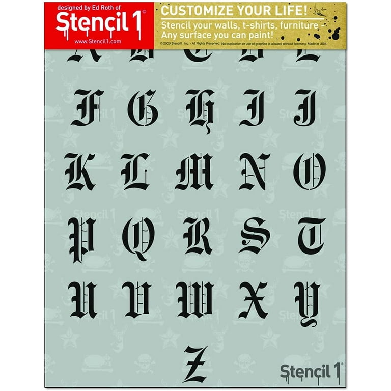 Uppercase Calligraphy Letter Stencils