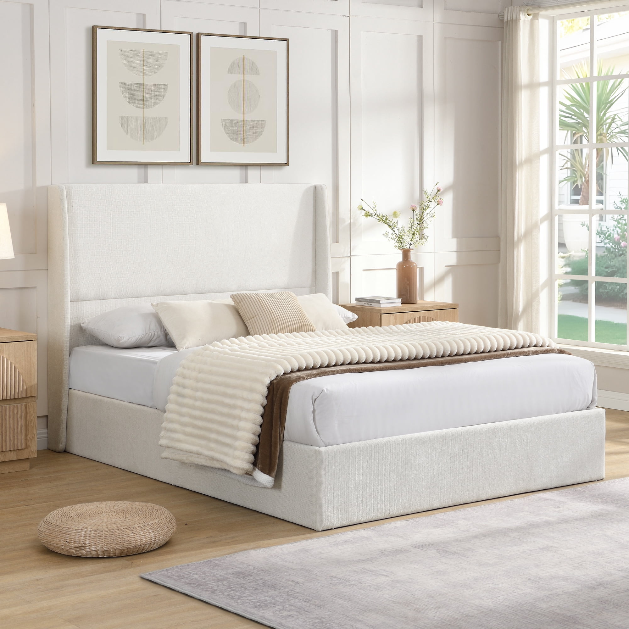 Click here for Noble House Queen Size Upholstered Platform Bed Wi... prices