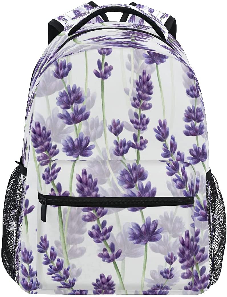 Watercolor Lavender Backpacks Travel Laptop Daypack School Bags for ...