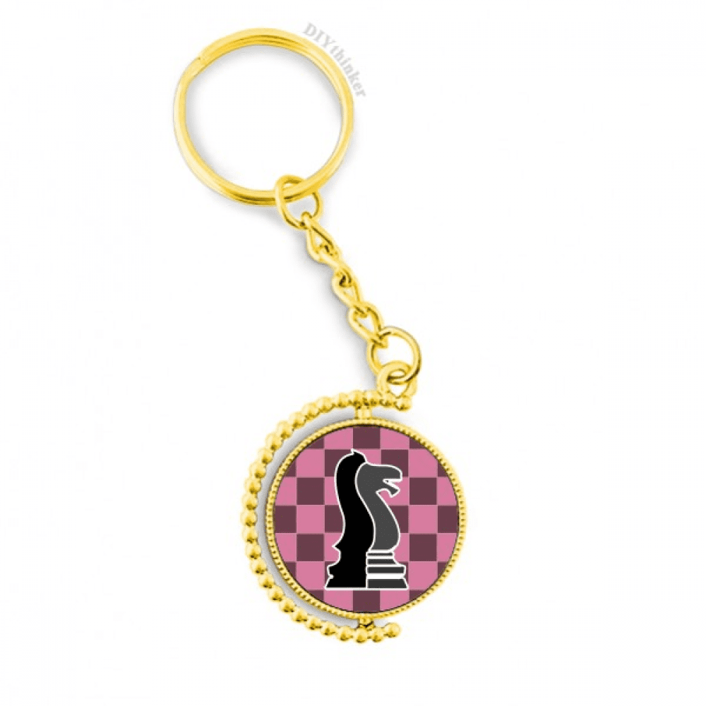 checkerboard knight black word chess metal connector key chain ring ... checkerboard knight black word chess metal connector key chain ring ...