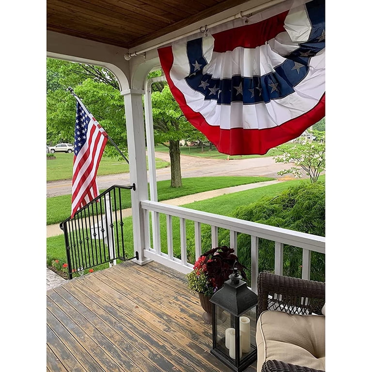 Pleated Bunting American Flag Vintage Style Tea Stained USA Pleated