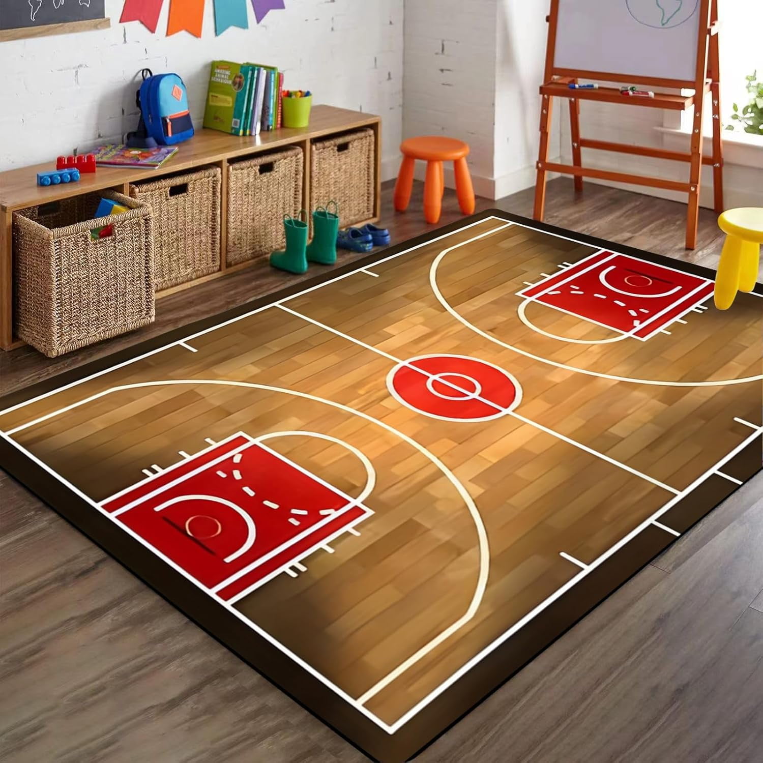 Click here for Mycarpetco Retro Basketball Court Area Rugs  5x7ft... prices