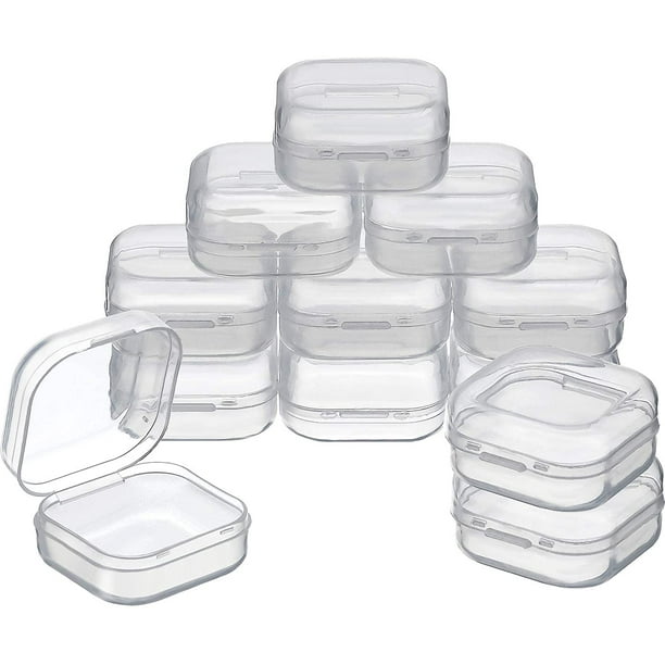 12 Pack Small Clear Plastic Storage Containers with Hinged Lids for ...