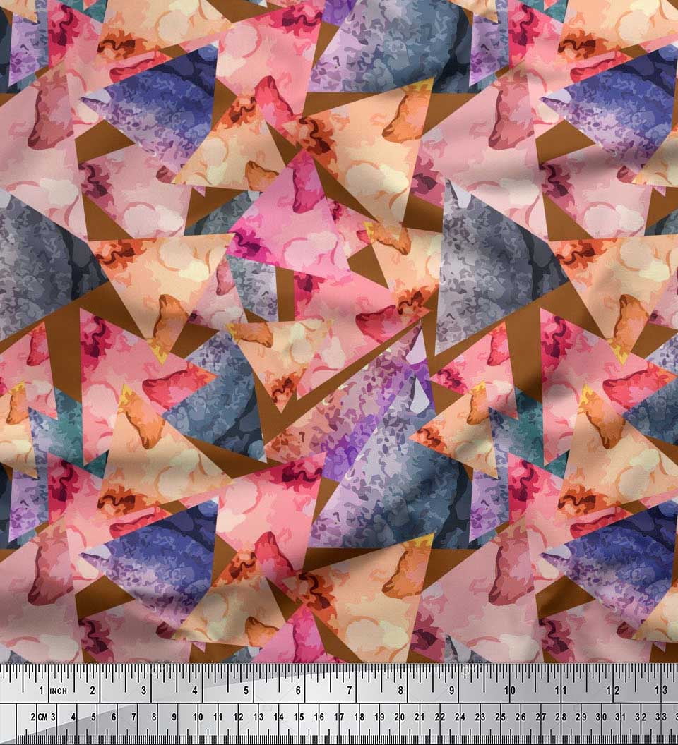Soimoi Cotton Duck Fabric Triangle & Texture Print Fabric by the Yard ...