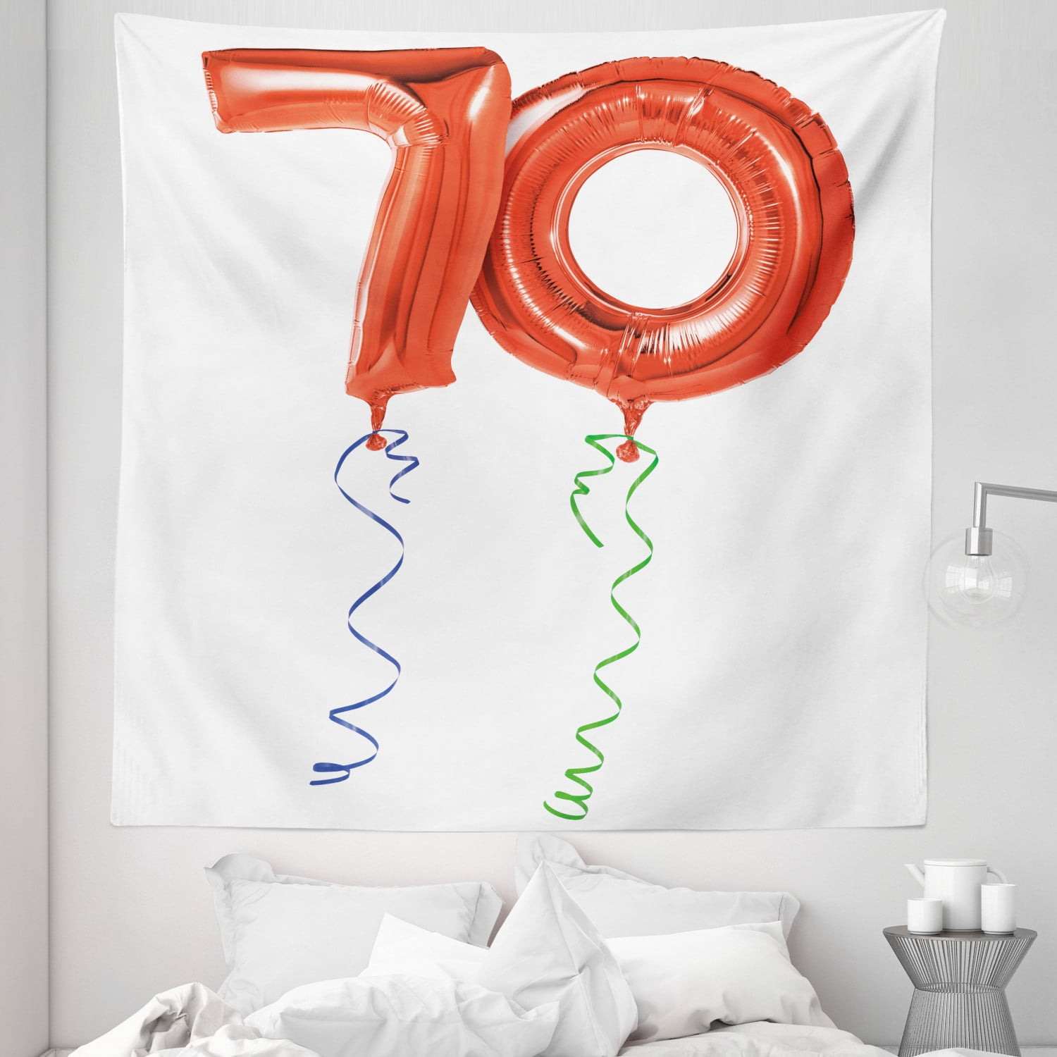 Birthday Tapestry, 70 Birthday Crazy Party with Flying Balloons Happy ...
