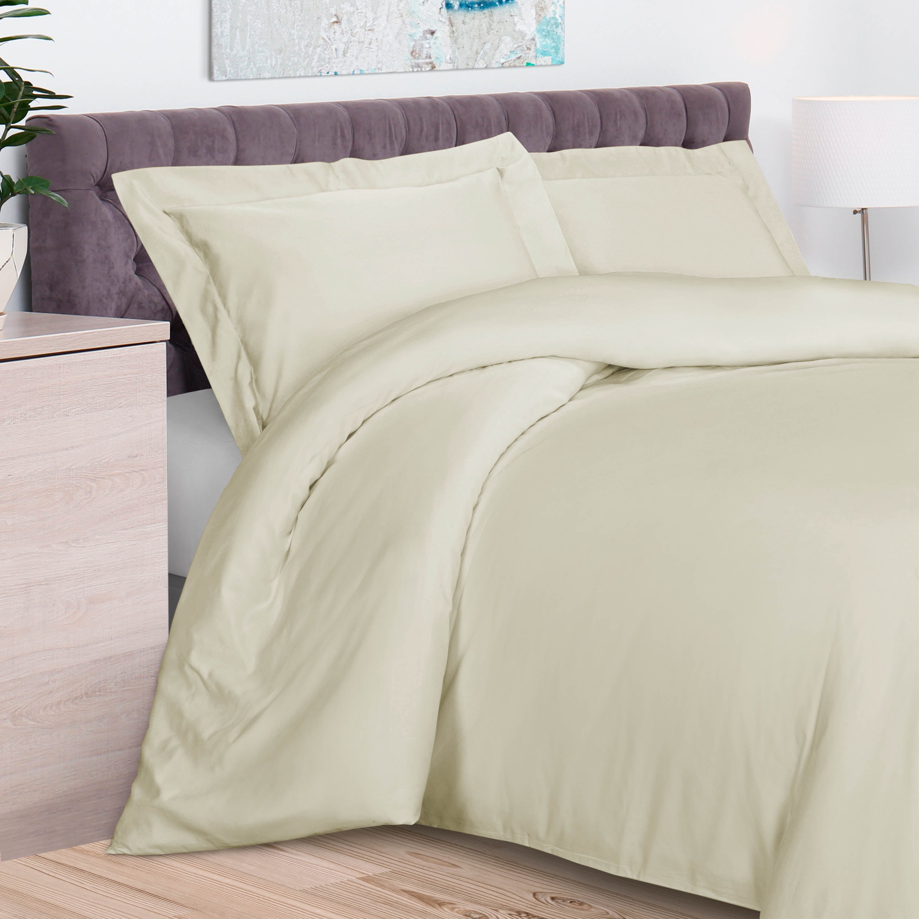 BNM 300 TC Rayon From Bamboo Duvet Cover Set, King/ Cal King, Ivory ...