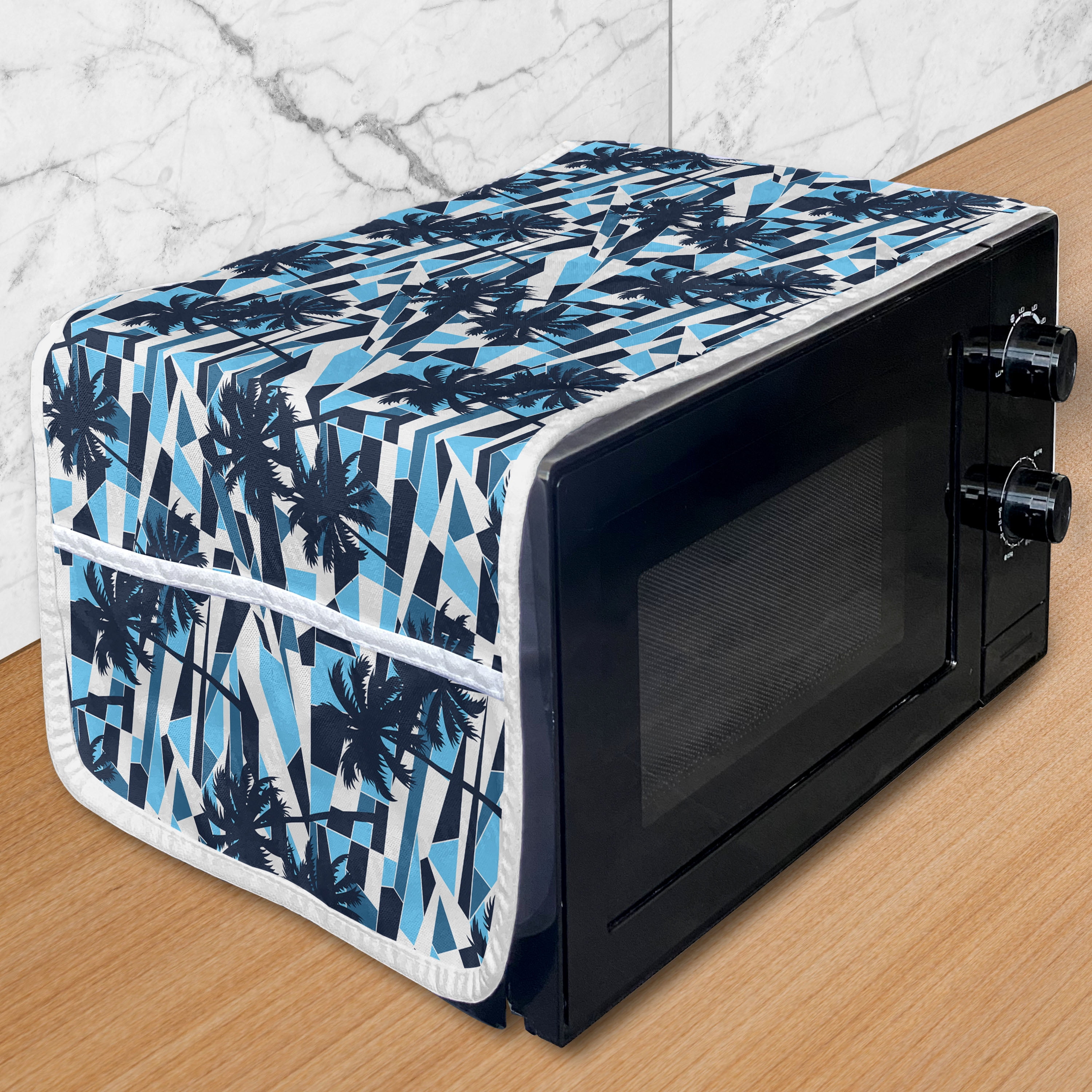 Palm Tree Microwave Oven Cover, Fractal Looking Geometric Backdrop in ...