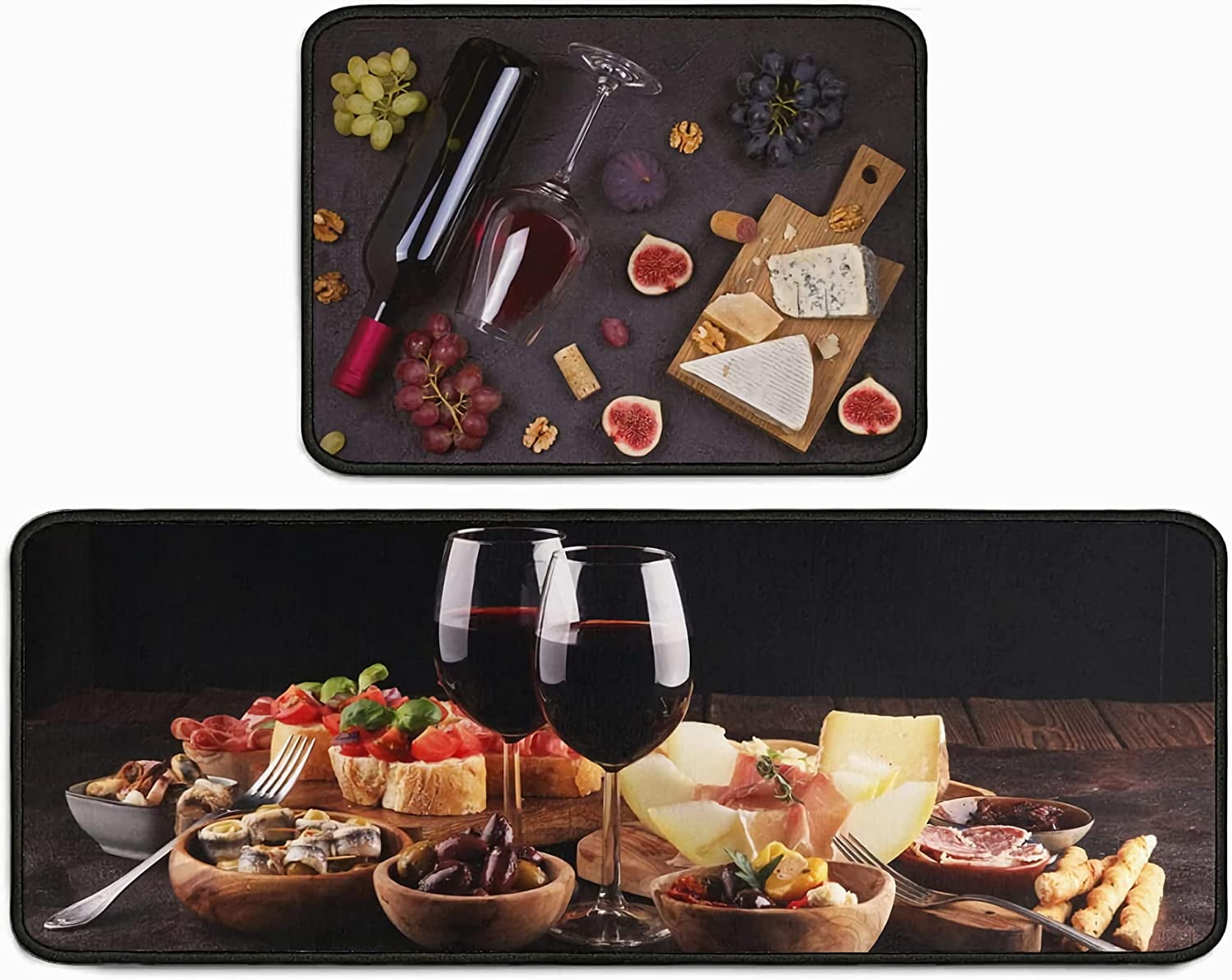 2 Pieces 3D Wine Decor Themed Kitchen Mats and Rug Set Kitchen Mat ...
