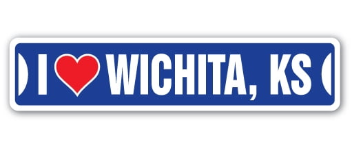 I LOVE WICHITA, KANSAS Aluminum Street Sign ks city state us wall road ...
