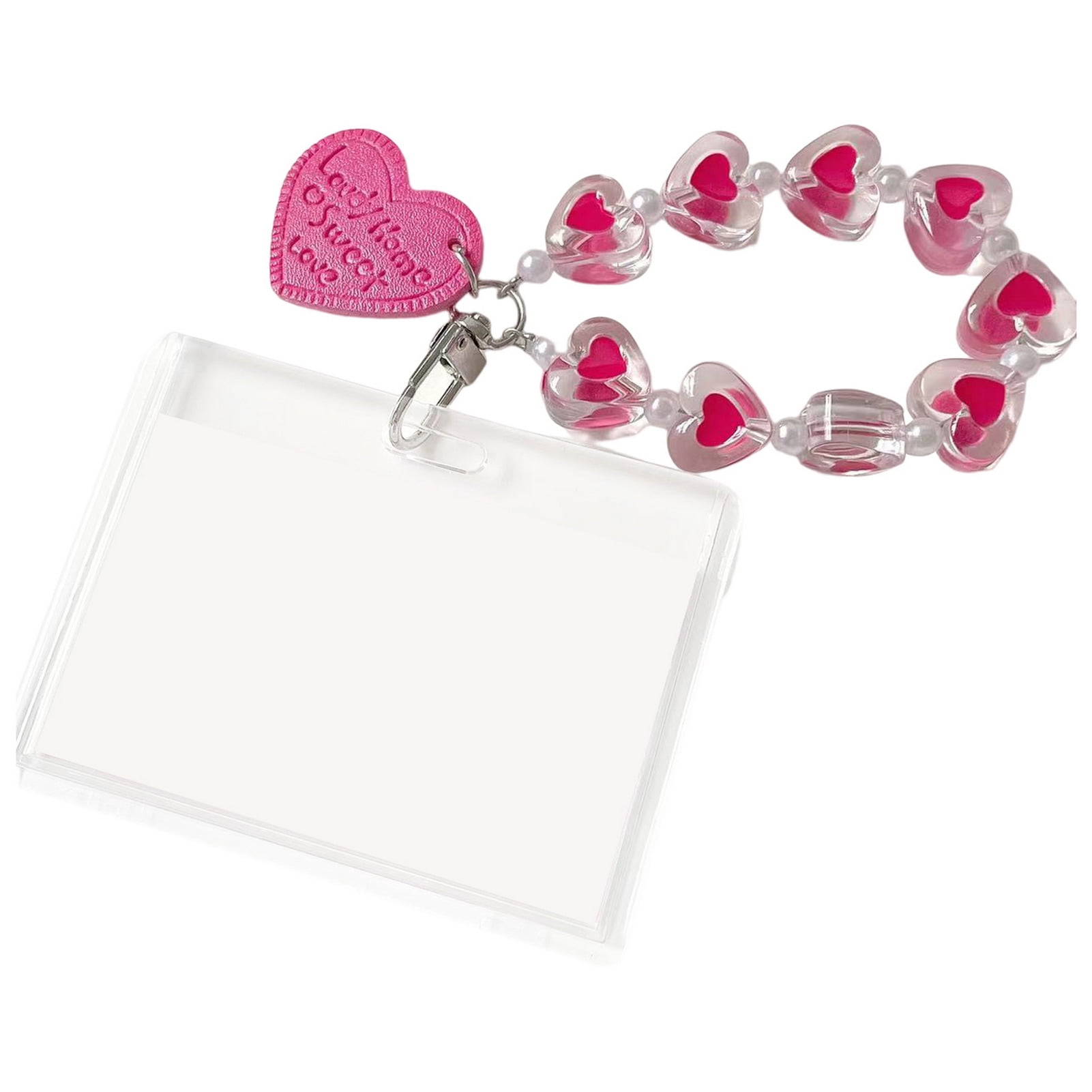 Hesroicy Heart Pendant Card Protector with Wrist Strap - Transparent ID ...