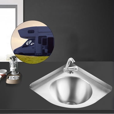 TOOL1SHOoo Small Drain Mobile RV Caravan Kitchen Sink with Cover, 304 ...