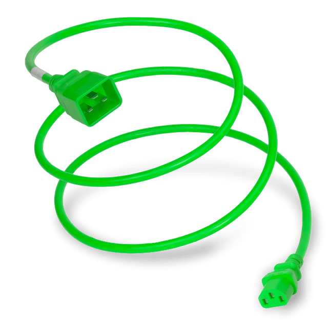 World Cord Sets 10 Foot IEC 60320 C20 to C13 PDU Adapter Style 15 Amp Power Cable (Green ...