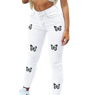 H&Y Women's 70s Trendy Sexy Rhinestone Studded Flare Fitted High Waist ...