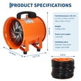 10 Inch Air Mover Blower Fan, Portable Industrial Exhaust Fan with 32.8 ...