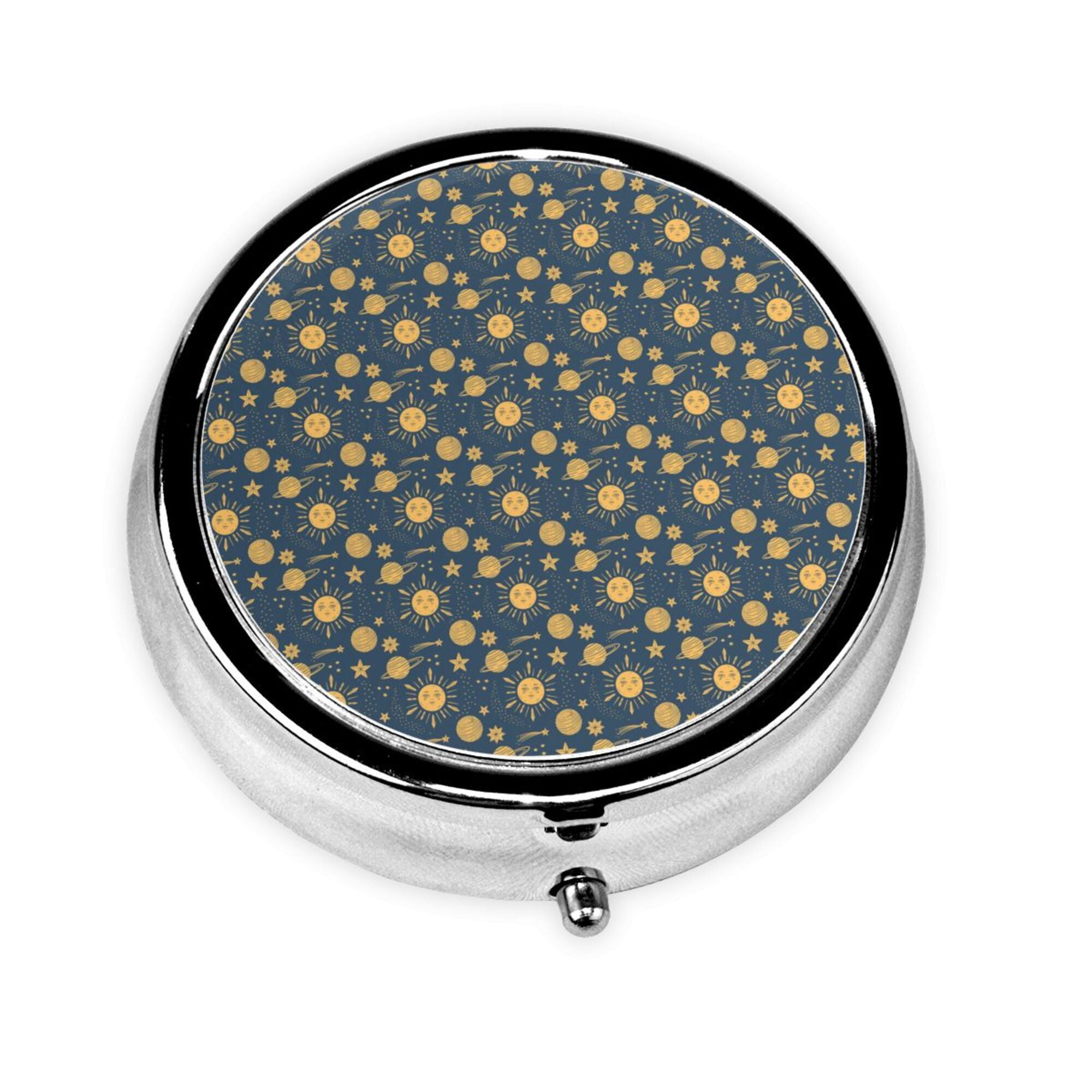 ZICANCN Round Pill Box Organizer with 3 Compartment, Cartoon Sun Stars ...