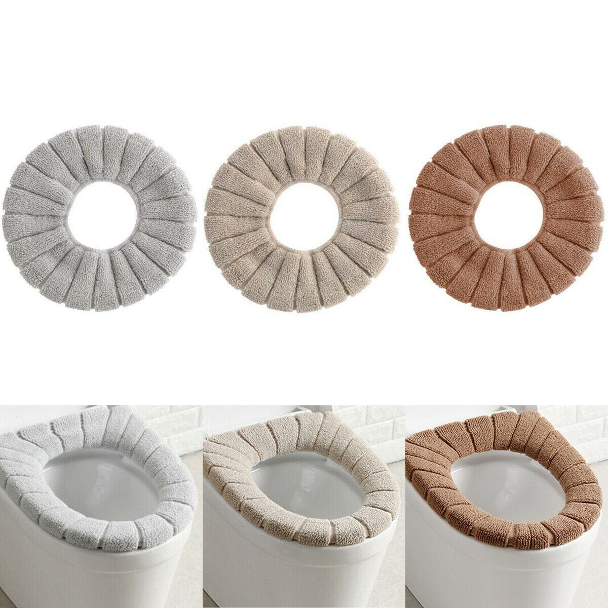 Toilet Seat Cover Pads, Bathroom Soft Thicker Warmer Stretchable ...