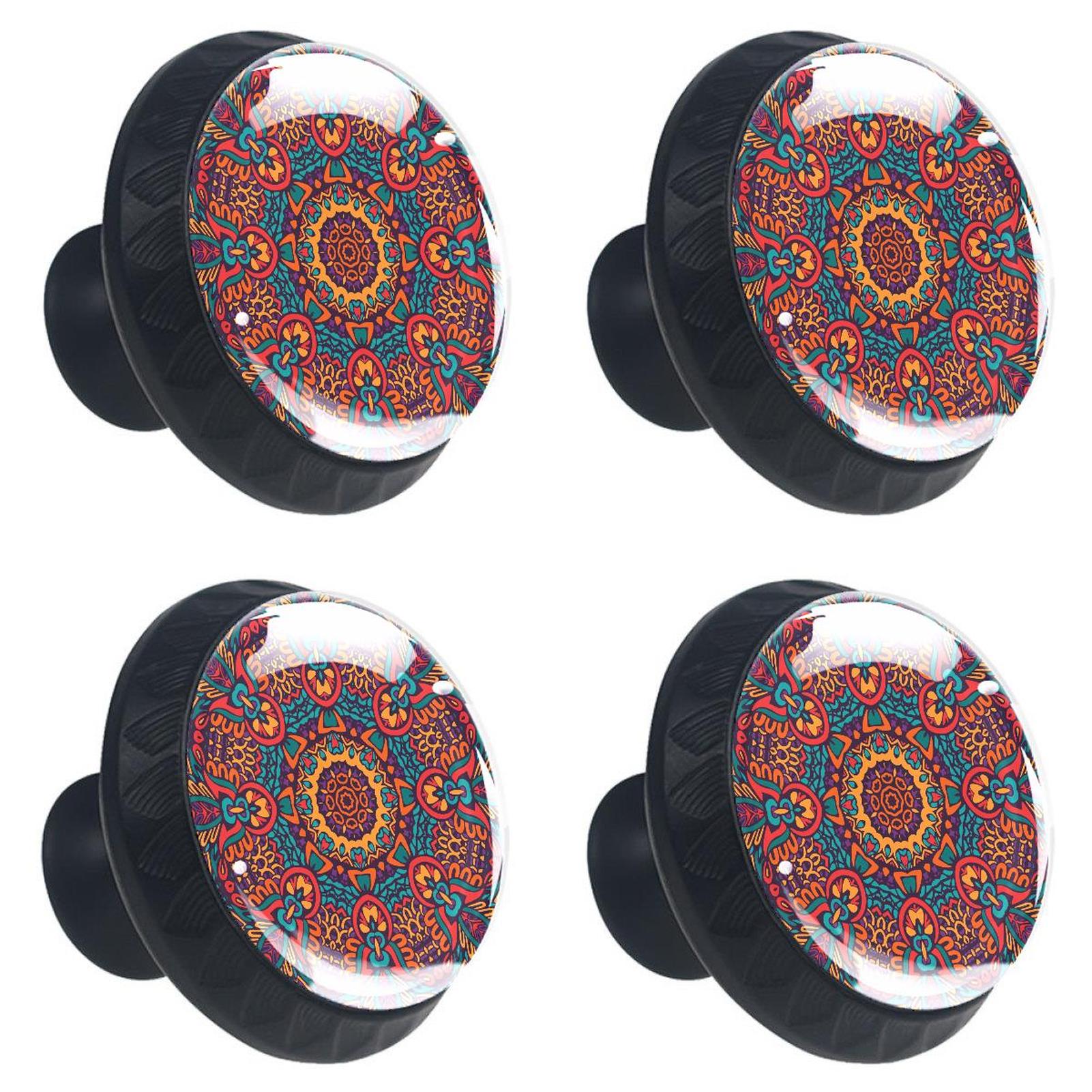 4 Pcs Bohemia Flower Geometry Knobs for Kitchen Cabinet Cupboard Dresser Bookcase Drawer Pulls ...