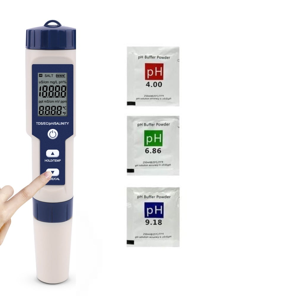 Medidor de pH digital preciso, comprobador de calidad del agua 5 en 1 para una amplia aplicación ...