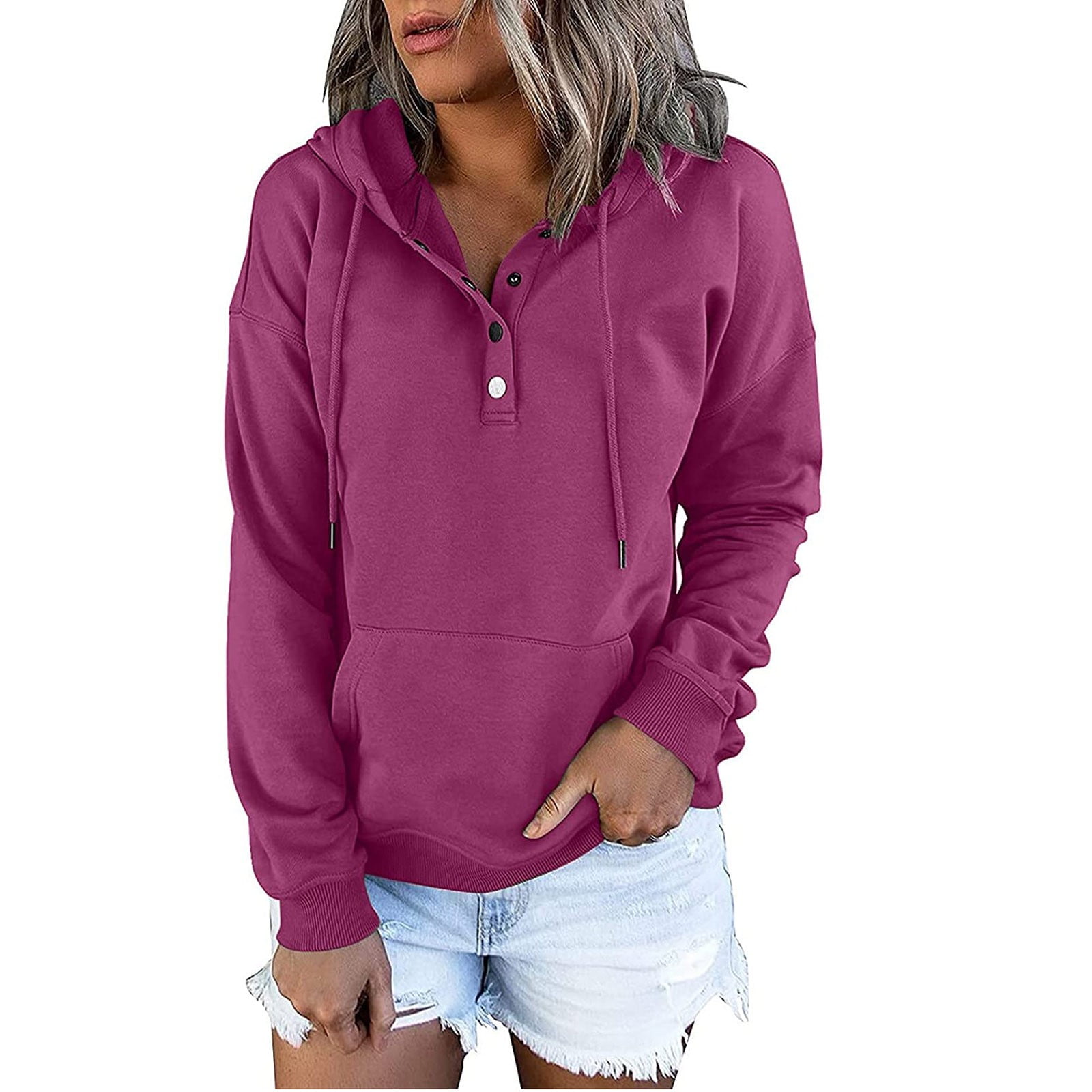 Click here for Fankiway Womens Hooded Solid Color Long-Sleeved Sw... prices