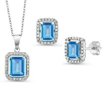 Gem Stone King 925 Sterling Silver Swiss Blue Topaz Pendant and ...
