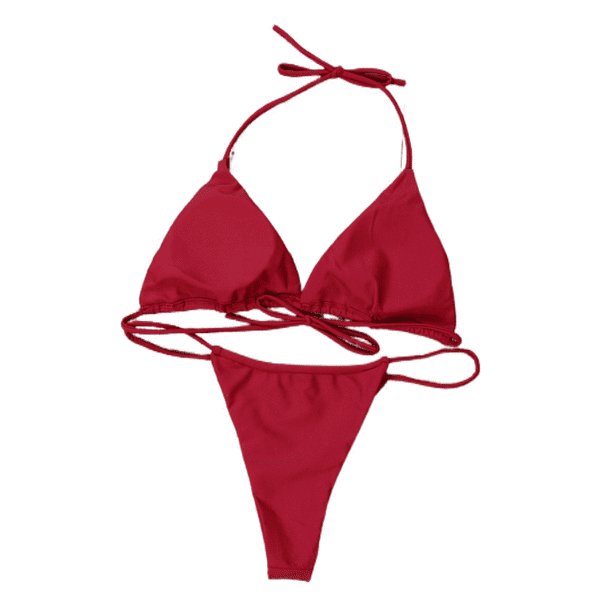 2pcs Women Summer Swimwear Bikini Set Bra Tie Side G-String Thong Beach ...