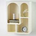 DecMode 24" x 10" Arched 4-Tier Cream Geometric Wall Shelf with Block ...