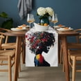 African American Table Runner, Colorful Sparkles Female Portrait Cotton ...