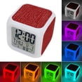 Alarm Clocks Red Vertical Lines Digital Clock 7 Color LED Night Light ...