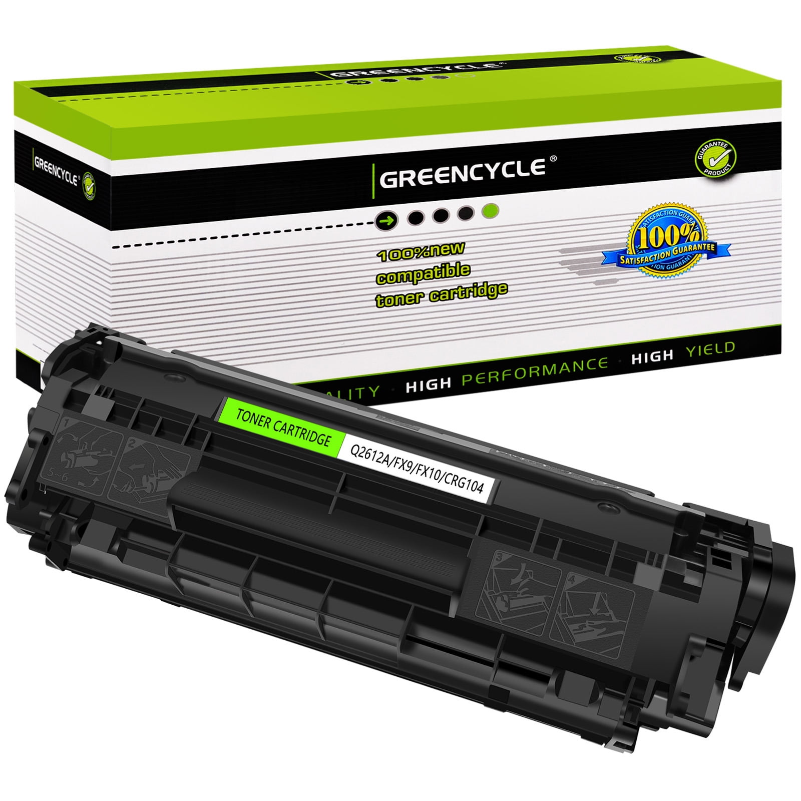 GREENCYCLE 1 Pack CRG104 Compatible Black Toner Cartridge Replacement ...