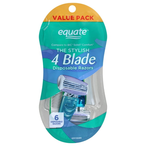 Equate 4 Blade Disposable Razors, 6 Count Value Pack - Walmart.com ...