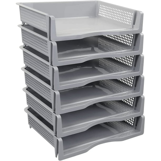 Nesmilers 6 Tiers Stackable A4 Paper Tray, Clear, Desk Letter Tray ...