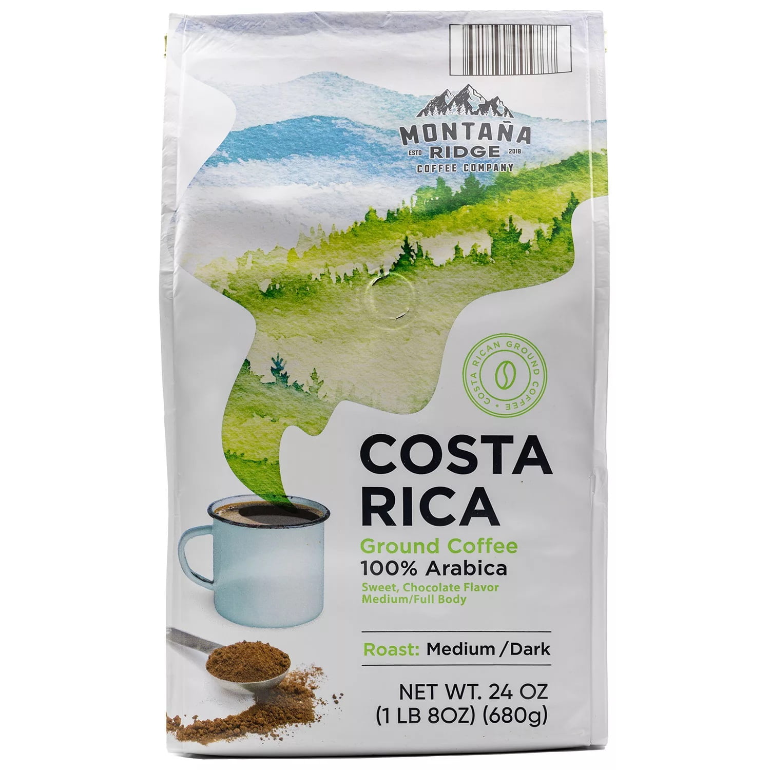 Montana Ridge Medium Dark Roast Ground Coffee, Costa Rica Blend (24 ...