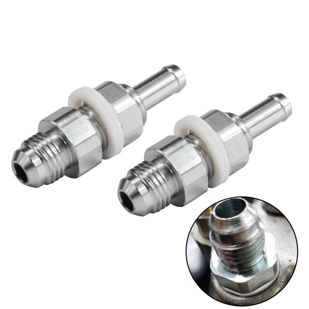 3mirrors -6AN Male Straight to 5/16" .3125 Hose Barb Double Fuel Pump Tank Fitting Bulkhead ...