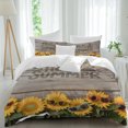 4 Piece Duvet Cover Set Cal king, Summer Sunflower on Wood Barn Soft ...
