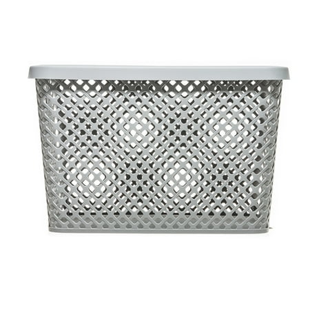 Mainstays Extra Large Decorative Basket w/Lid, Gray - Walmart.com ...