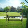Zimtown Wrought Iron Metal Patio Swing Chair, 52in Outdoor Garden ...