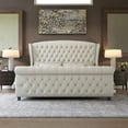 Amerlife King Size Tufted Bedroom Bed Frame Upholstered Sleigh Bed