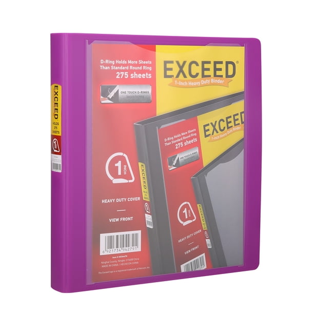Exceed 3-Ring Heavy Duty Binder, 1” Purple, Slant Ring - Walmart.com ...