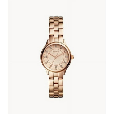 Fossil Women's Virginia Three-Hand Day-Date, Rose Gold-Tone Stainless ...