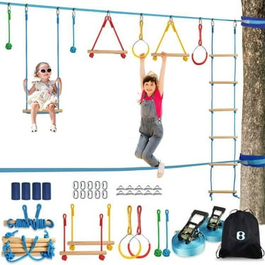 WFUN 50FT Ninja Warrior Weatherproof Outdoor Obstacle Course Kit for ...