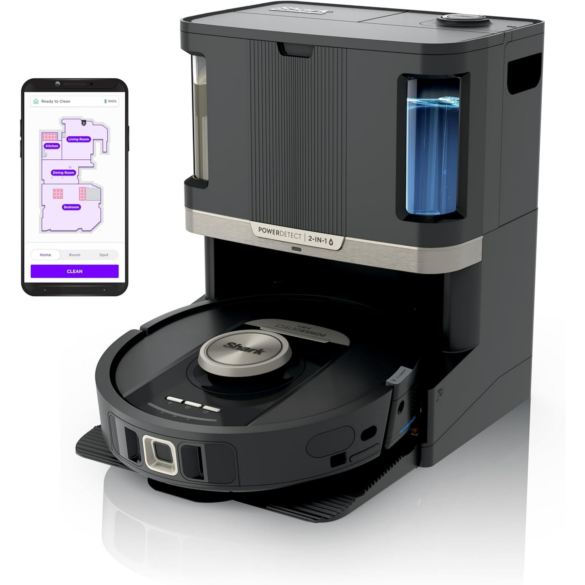 Refurbished - Excellent Condition: Shark Powerdetect 2-In-1 Robot Vacuum And Mop With Nevertouch Pro Base - Self-Empty  Self-Refill And Self-Clean B