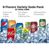 YGTX Soda Variety Pack, 22 Cans, 8 Multi Flavors, Cola, Pepsi, Sprite ...