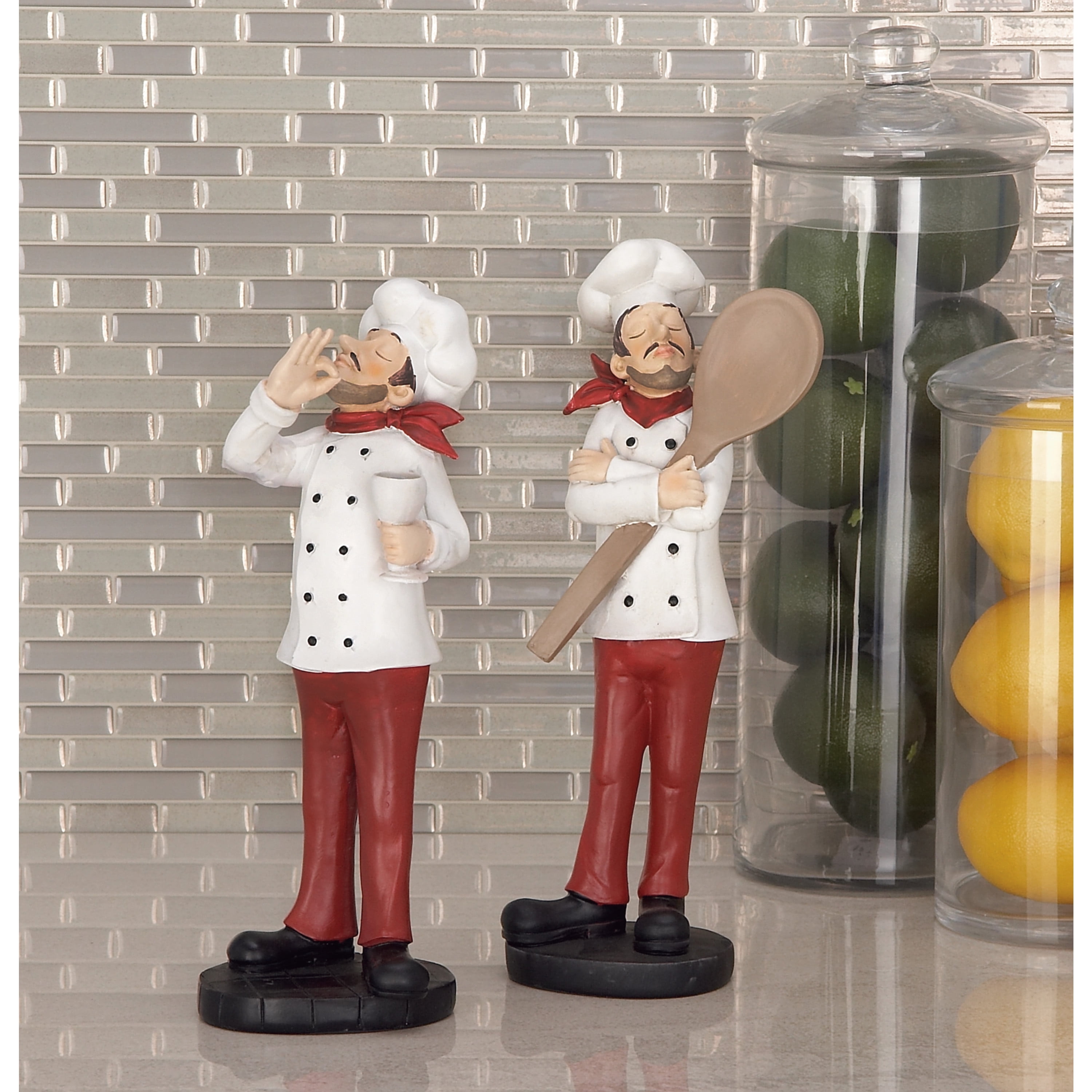 4"W, 12"H Multi Colored Polystone Chef Sculpture, by DecMode (2 Count ...