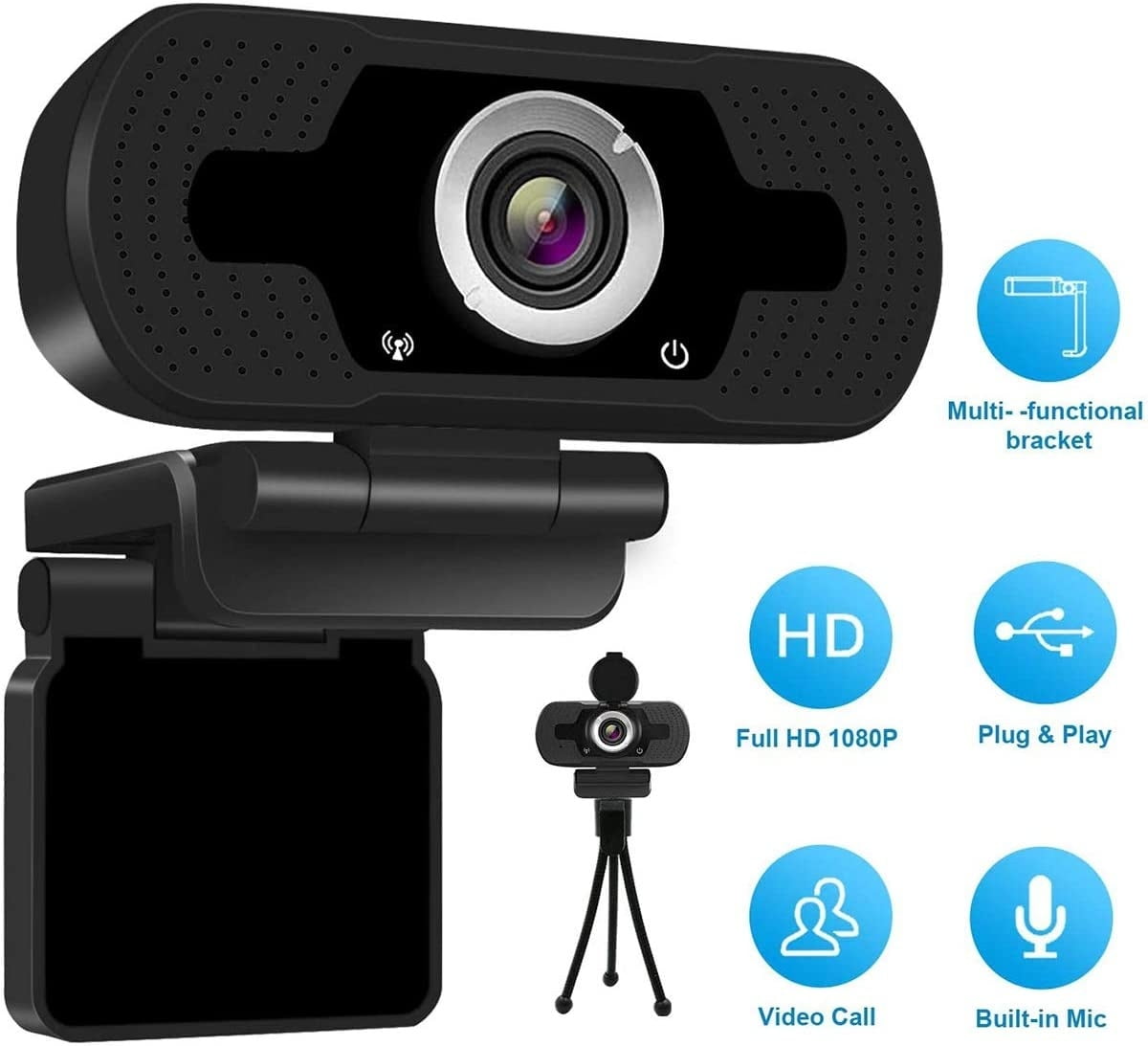 1080P Webcam USB HD Mic Web Cam High-Definition Camera for Computer PC ...