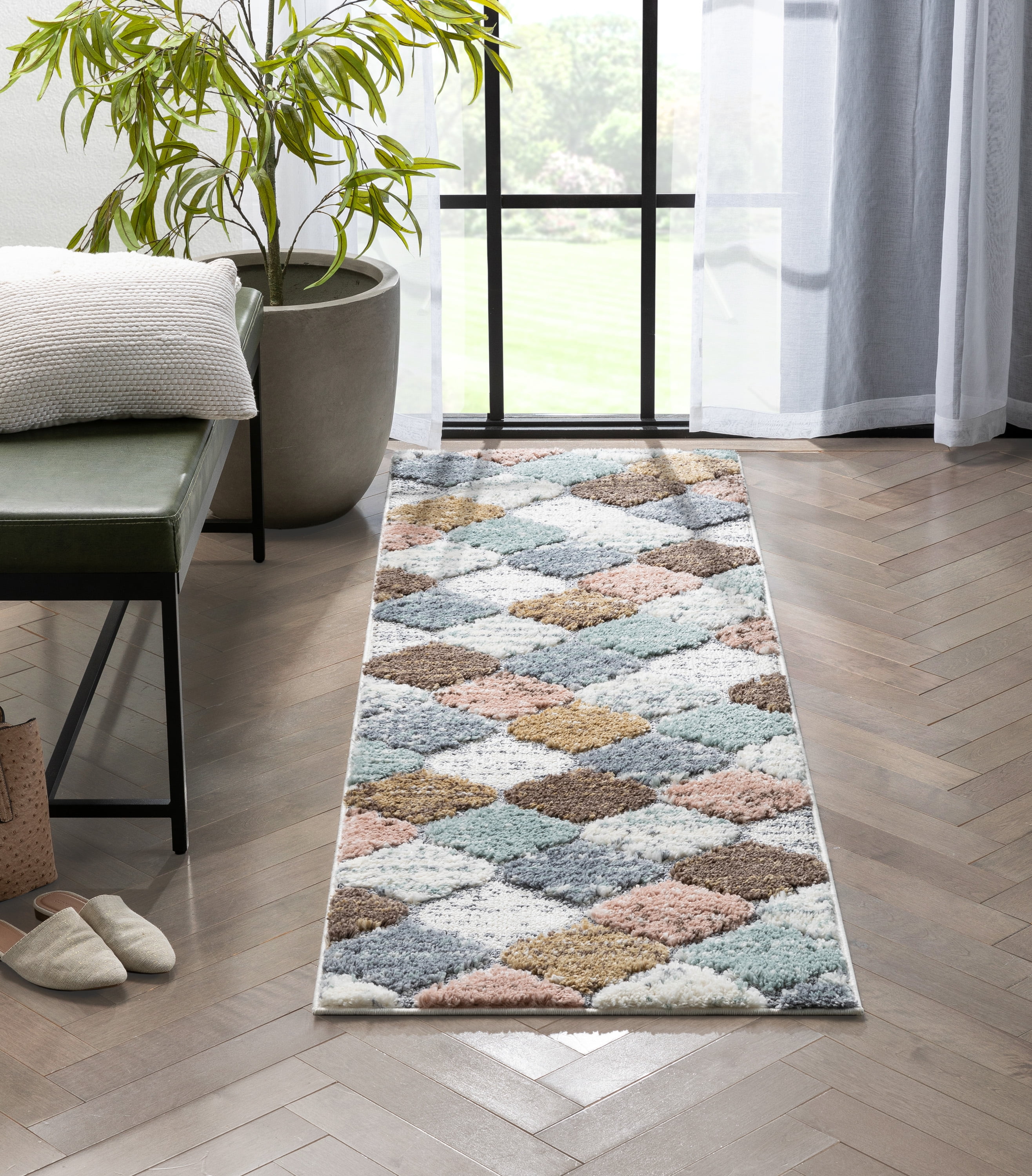 Well Woven | Calliope Ivory Blue | High-lo Pile | Cozy Shag Runner 2x7 ...