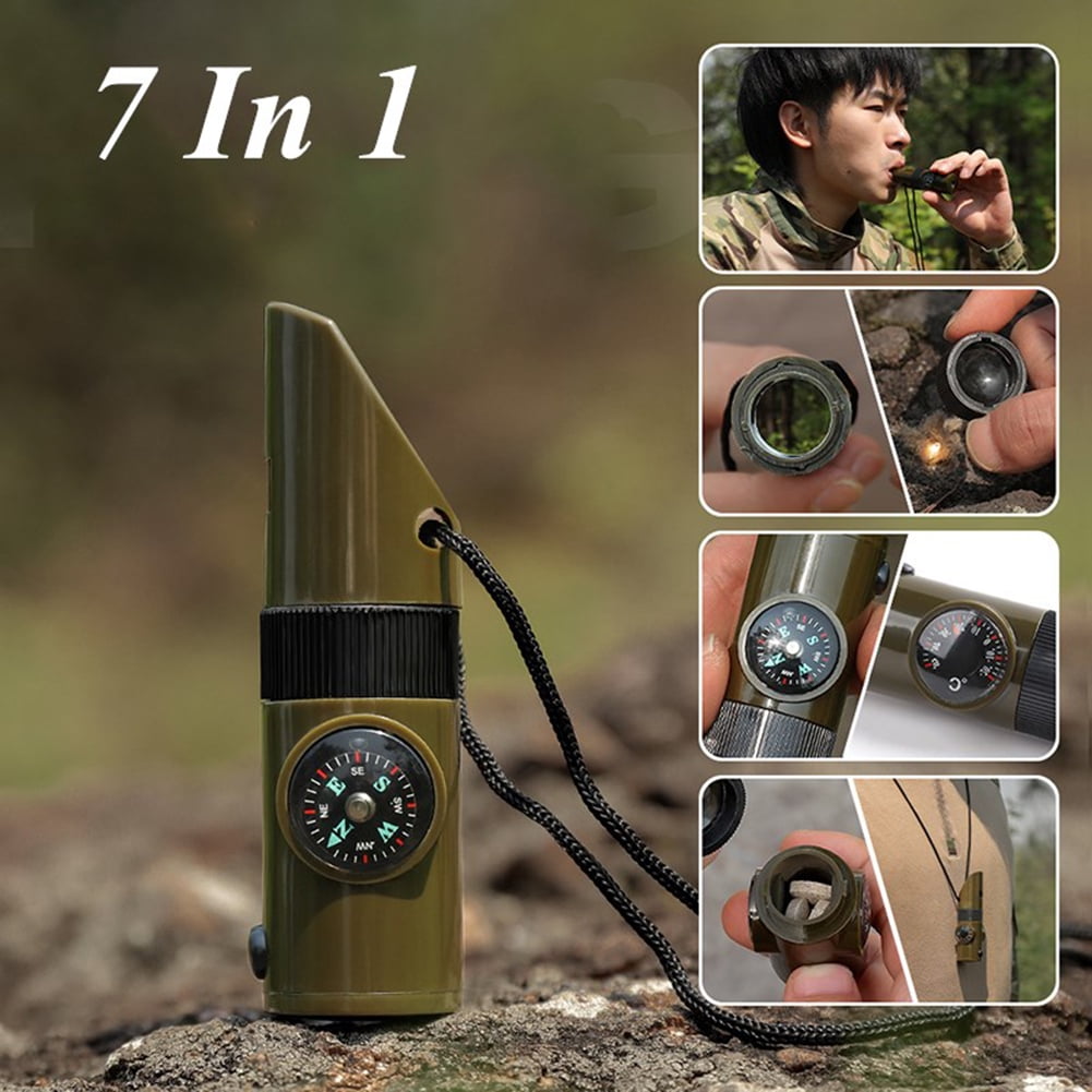 DSstyles 7-in-1 Multi-functional Survival Whistle Outdoor Professional ...